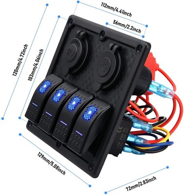 4/6/8 Gang Marine Boat Rocker Switch Panel, 12V Waterproof RV Led Switch Panel for Car Truck Marine Boat