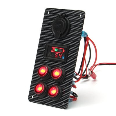 Carbon Grain LED Rocker Switch Panel DC12V 24V Dual USB Charging Ports Switch Panel Universal for Car Boat Caravan Refit
