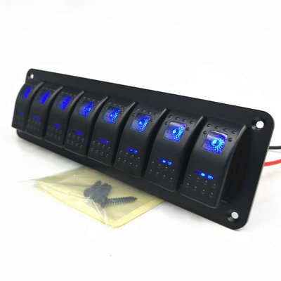 8 Gang Marine Boat Rocker Switch Panel 12V Waterproof RV Led for Car Truck Blue RV Caravan