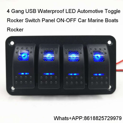 4 Gang USB Waterproof LED Automotive Toggle Rocker Switch Panel ON-OFF Car Marine Boats Rocker