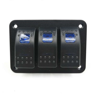 3 Gang Blue LED 12V 24V Rocker Switch Control Panel Circuit Universal RV Boat