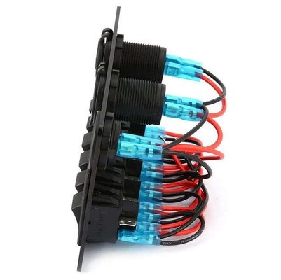 6 Gang Switch Panel 12V Rocker USB Socket Power Socket Red LED QC3.0 Voltage Marine