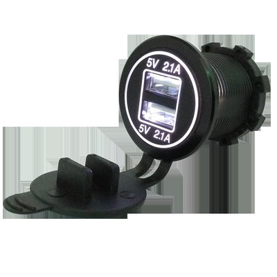 12V Car Cigarette Lighter Socket Dual 2.1A USB Port Charger Power Outlet with LED