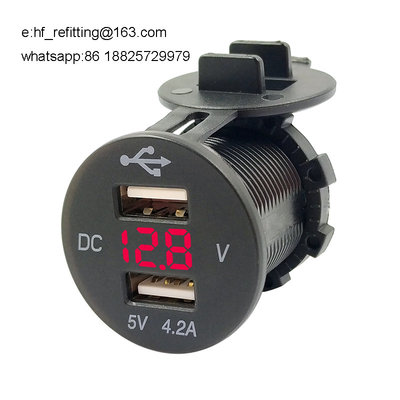 LED Display DC 5V 4.2A Dual USB Car charger socket with Voltmeter for marine SUV TRUCK BUS