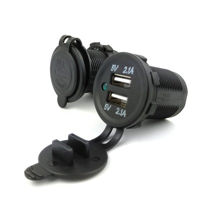 Dual USB Port 5V 2.1/2.1A Charger Socket Adapter For Car Motorcycle Bus Marine