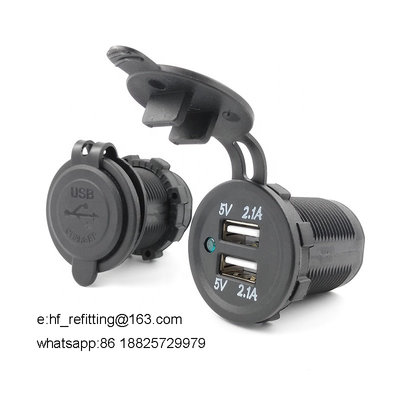 Dual USB Port 5V 2.1/2.1A Charger Socket Adapter For Car Motorcycle Bus Marine