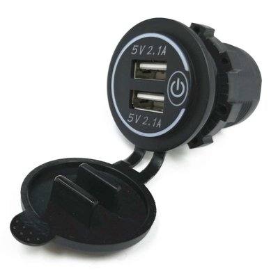 Hot Dual USB Outlet 4.2A Port Socket Charger New Touch Switch Blue LED