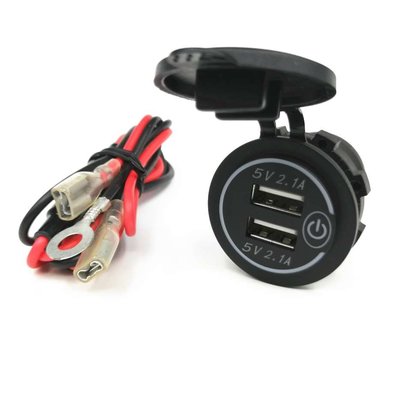 DC 12V-24V Dual USB Outlet 4.2A Port Socket Charger DS2013n New Touch Switch