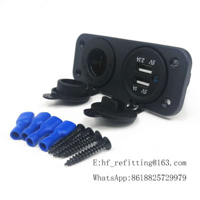 Auto Dual USB Outlet 3.1A Port Socket Charger with Two Hole Panel 12V Power Socket