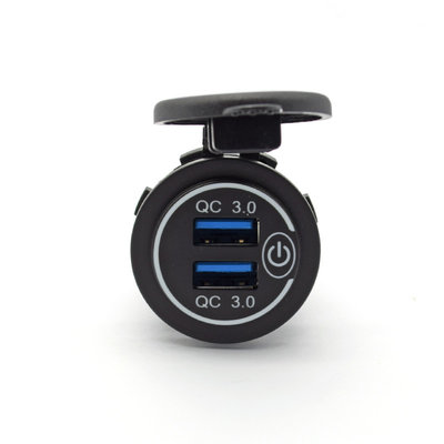 12V/24V 36W USB Charger Waterproof Power Socket Adapter with Touch Switch for Marine, Boat, Motorcycle,