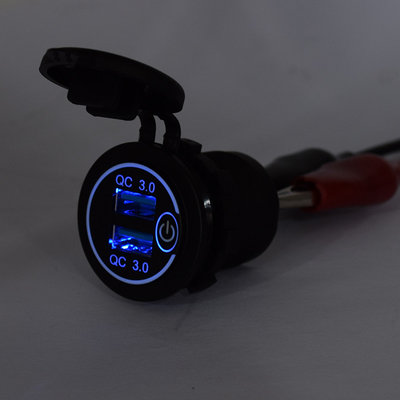 12V/24V 36W USB Charger Waterproof Power Socket Adapter with Touch Switch for Marine, Boat, Motorcycle,