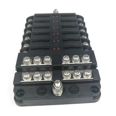 32V 12 Way Car Fuse Box Blade Fuse Block Holder Screw Terminal W/Negative Red Indicator Hot cake