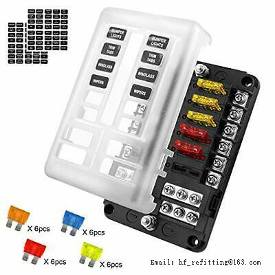 32V 12 Way Car Fuse Box Blade Fuse Block Holder Screw Terminal W/Negative Red Indicator Hot cake