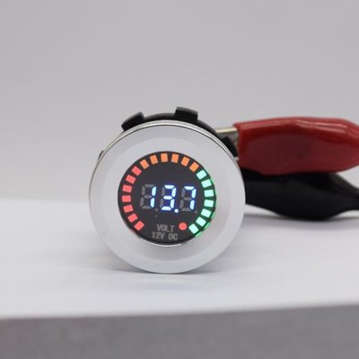 12V Color LED DC Digital Display Voltmeter Round Panel Waterproof Tester Volt Gauge for Car Motorcycle Truck Boat Marine