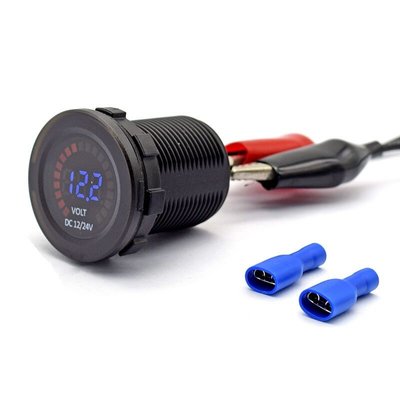 12V Color LED DC Digital Display Voltmeter Round Panel Waterproof Tester Volt Gauge for Car Motorcycle Truck Boat Marine