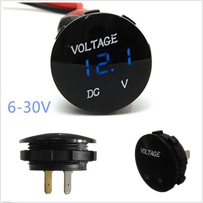 Waterproof Voltmeter, Mini Digital Display Voltage Meter DC 12V-24V Green LED Tester for Car