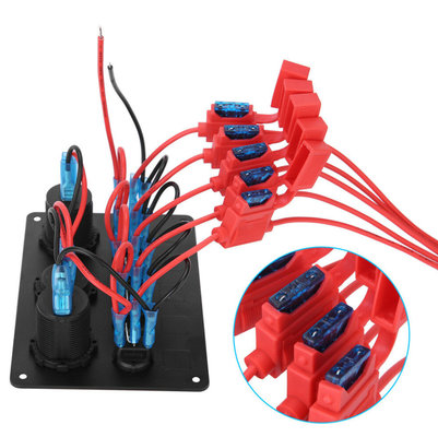 Factory Direct 5 Gang Blue Led Mini Toggle Switch Panel Voltmeter 4.2A Double USB for RV Car Marine Boat 12V-24V