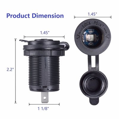 Waterproof LED Digital Indicator Power plug car cigarette lighter socket for DC 12-24V Car SUV ATV UTV Marine Boat