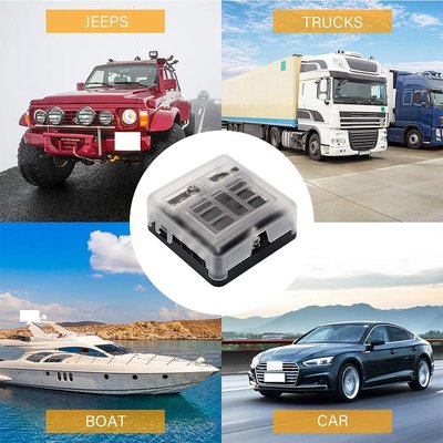 6-Way Fuse Panel Box Blade Holder w/Negative 12V 6-Circuit Fuse Block Box LED Light Indication & Protection Cover,