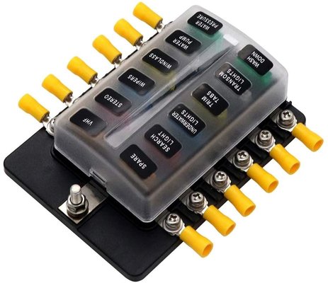 12 Way Fuse Block 12 volt -32 volt LED Red Light Indicator Blade Fuse Box for Boat Camper Car Truck RV Trailer Solar