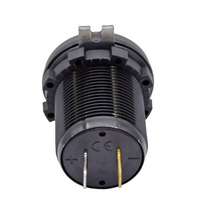 Black Metal 12V/24V Waterproof QC3.0 USB socket Charger with Voltmeter and On/Off Switch for Car Boat Motorcycle Marine