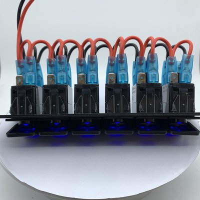 6 Gang Blue LED Waterproof Rocker Switch Panel Breakers Car Marine Boat RV 12V-24V