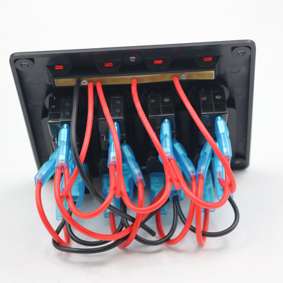 Auto car marine 12V 4 gang Red LED on-off rocker Switch Panel with circuit breaker fuse