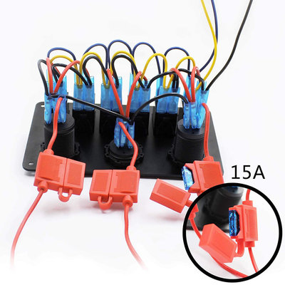 Metal Aluminum Auto car RV Marine Boat 3 gang Rocker Switch Panel with Dual USB charger + cigarette socket + Voltmeter