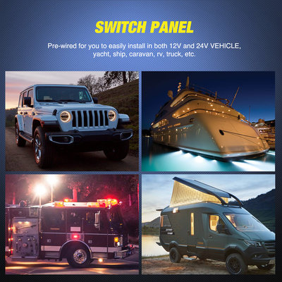 10 Gang Waterproof Car Automatic Boat Marine LED AC/DC Rocker Switch Panel with circuit breaker