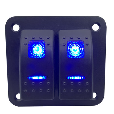 Waterproof 2 gang 12V-24V Rocker Switch Panel Blue LED ON-OFF Rocker Switch For Car Boat Yacht RV