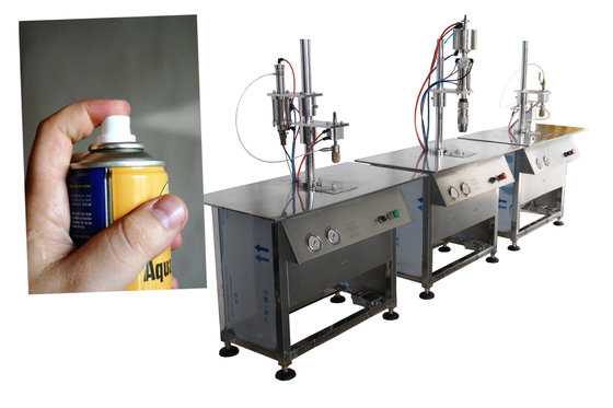 Stainless Steel Semi Automatic Aerosol Filling Machine for Leather Spray Can Filling