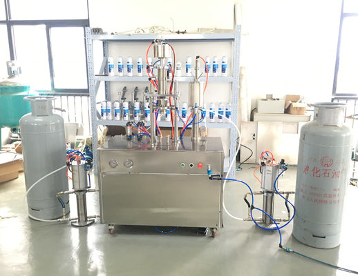 Pneumatic Freon Refrigerant Filling Machine , Aerosol Under Cap Filling Machine