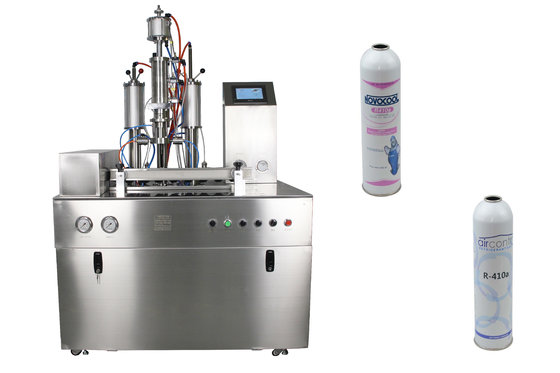 Pneumatic Freon Refrigerant Filling Machine , Aerosol Under Cap Filling Machine