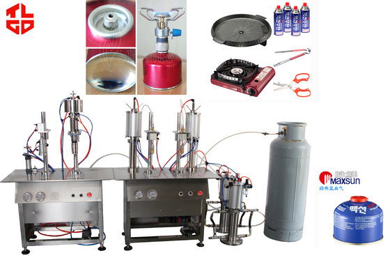 Semi Automatic Cartridge Butane Gas Refilling Machine , Aerosol Can Filling Machine