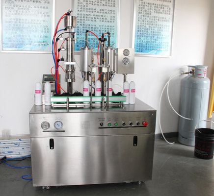 PLC System Vacuum Crimping Oxygen Filling Machine , Spray Tin Can Filling Machine