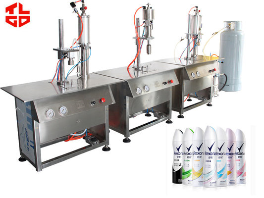 3 in 1 Body Spray Filling Machine , Deodorant Aerosol Filling And Capping Machine