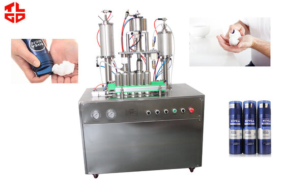 Pneumatic Auto Aerosol Spray Filling Machine for Shaving Gel / Shaving Foam