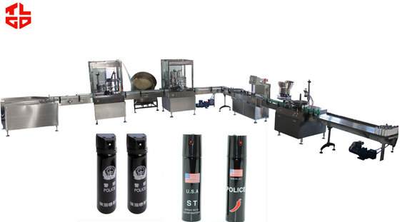 Auto Aerosol Spray Can Filling Line For Self Defense Spray / Police Spray