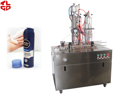 Pneumatic Auto Aerosol Spray Filling Machine for Shaving Gel / Shaving Foam