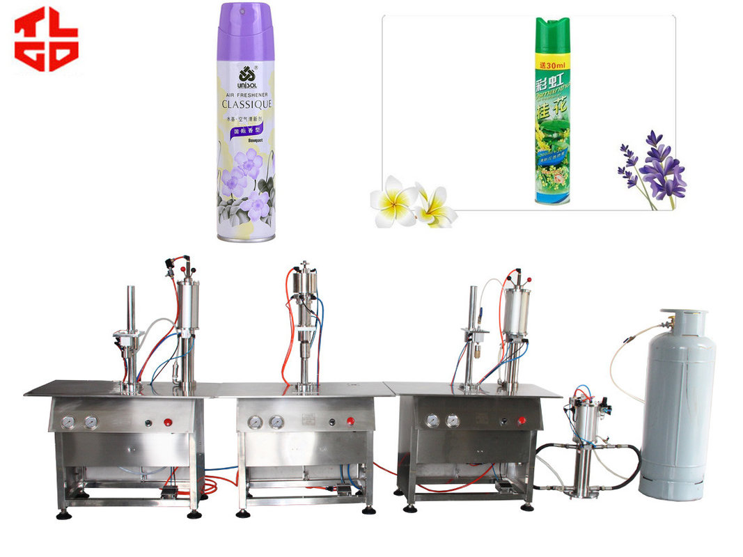 Aerosol Can Air Freshener Filling Machine , Liquid Filling Sealing And Gas Filling Machine