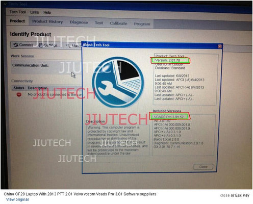 CF29 Laptop With 2013 PTT 2.01 Volvo vocom Vcads Pro 3.01 Software
