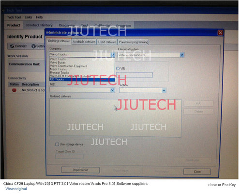 CF29 Laptop With 2013 PTT 2.01 Volvo vocom Vcads Pro 3.01 Software