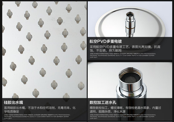 Bathroom Thermostatic Shower Mixer Set Stainless Steel Panel Eco Friendly