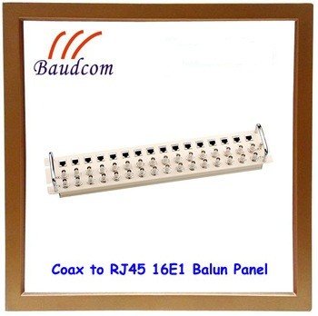 19inch rack mount 75 ohm to 120 ohm converter Coax to RJ45 16E1 Balun Panel