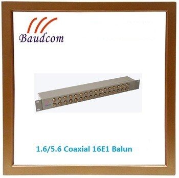 1 U 19' rack mount 1.6/5.6 coaxial 16 E1 Balun Panel 120ohm to 75ohm converter