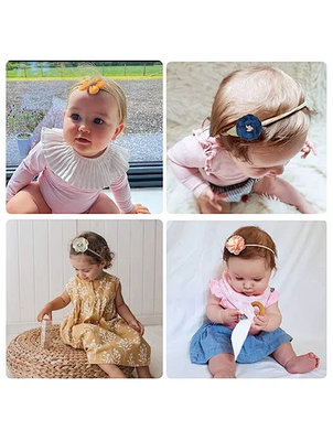 Nylon Infant Accessories Headband Cable Solid Wide Flower Baby Girls Headbands
