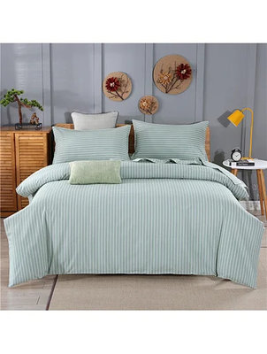 100% Cotton Woven Bedroom Bedding Set Customized  Plied Yarn