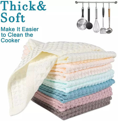 Custom 100% Cotton Waffle Embroidery Kitchen Wiper Cloth Eco Friendly