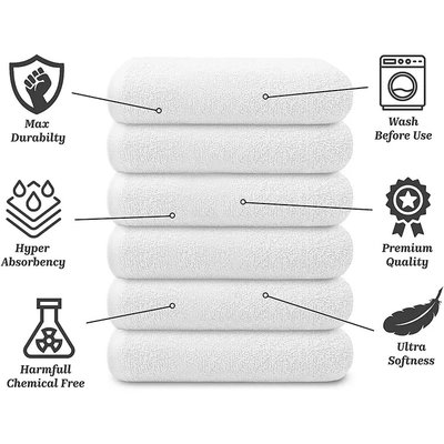 Custom Logo Cotton Bath Towel Sets Premium White  Quick Dry