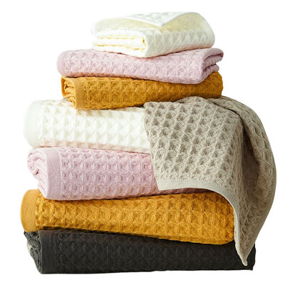 Comfortable Bath Towels 100% Pure Cotton 70x140cm Waffle Plain Hotel Towel Cotton Bath Gift Set